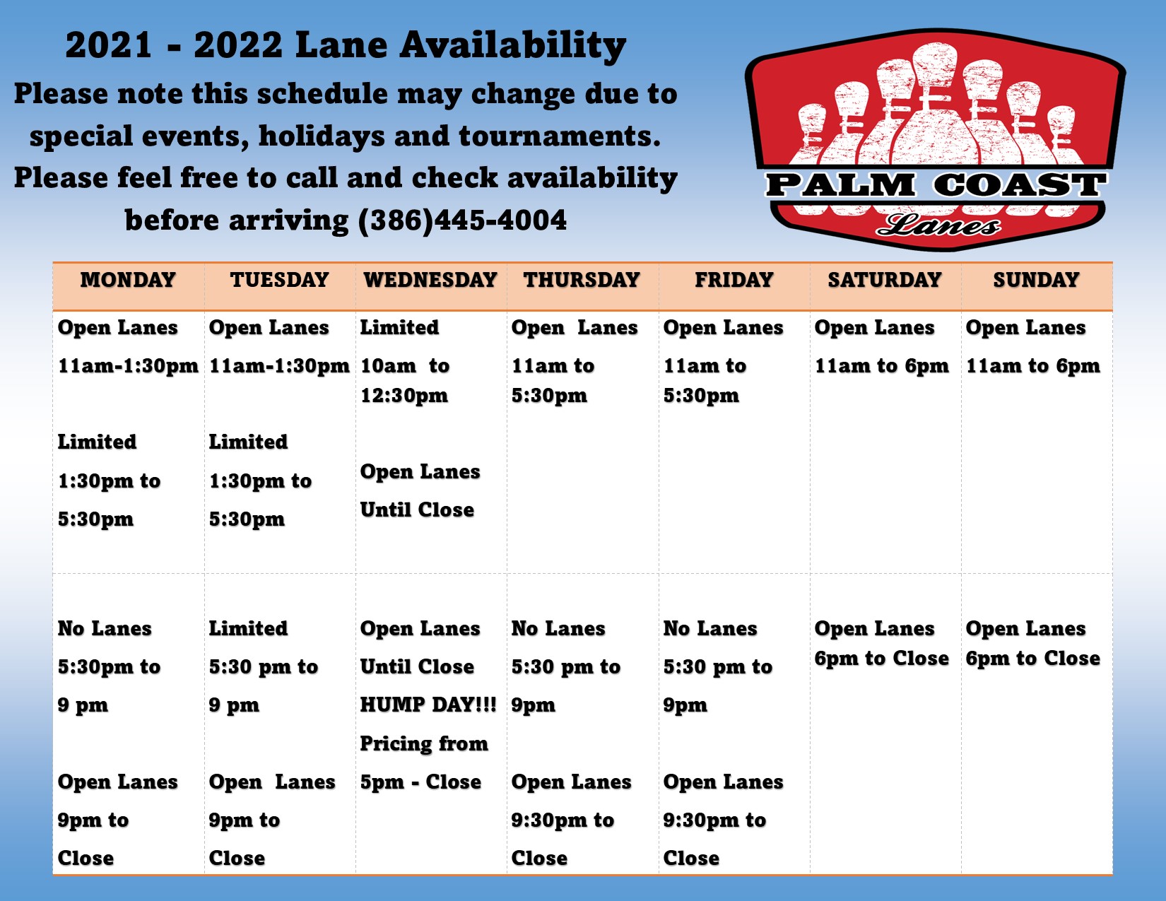 Open Play - Lane Availability